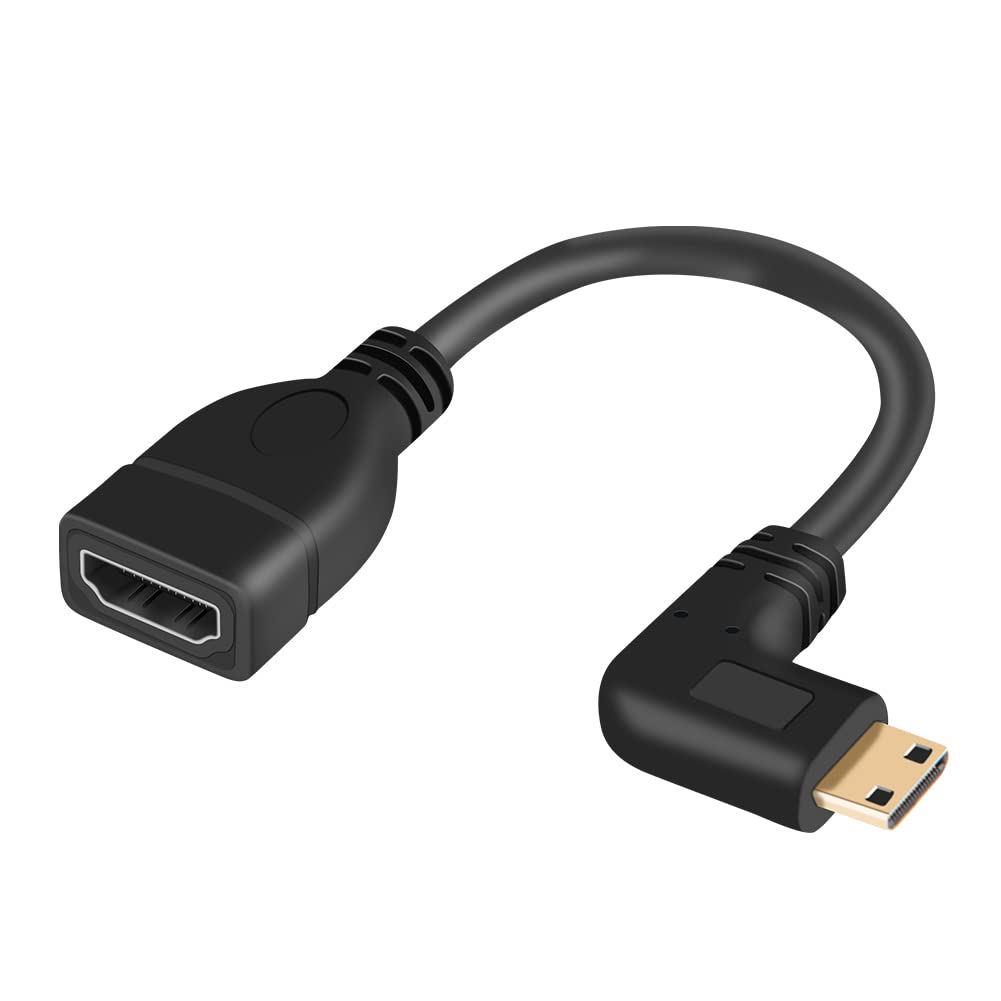 CableCreation Mini HDMI to HDMI Cable, 0.5ft 90 Degree Left Angle Mini-HDMI Male to HDMI Female Adapter,Support 1080P Full HD,3D,for Camera,Camcorder,Graphics Card,Laptop,Tablet,HDTV,Projector,Black