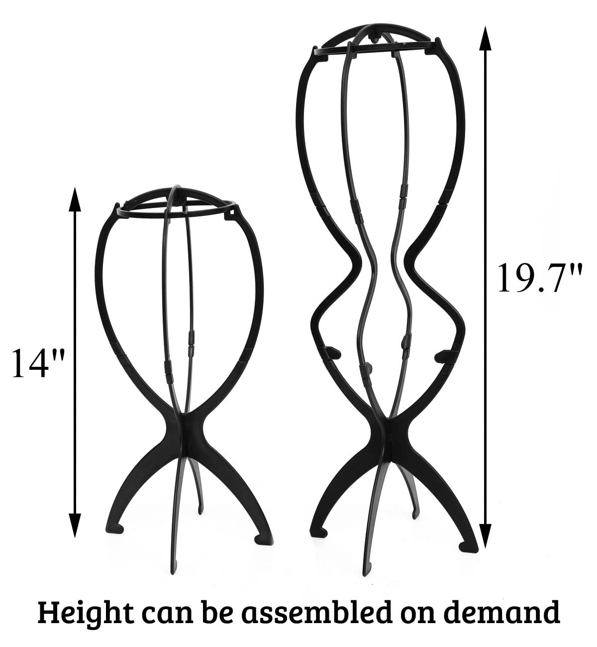 PIESOYRI Tall Wig Stands, High Wig Holders for Long Wigs, 19.7", Portable Collapsible Wig Stands for Storage, Display (2 Count-Pack)
