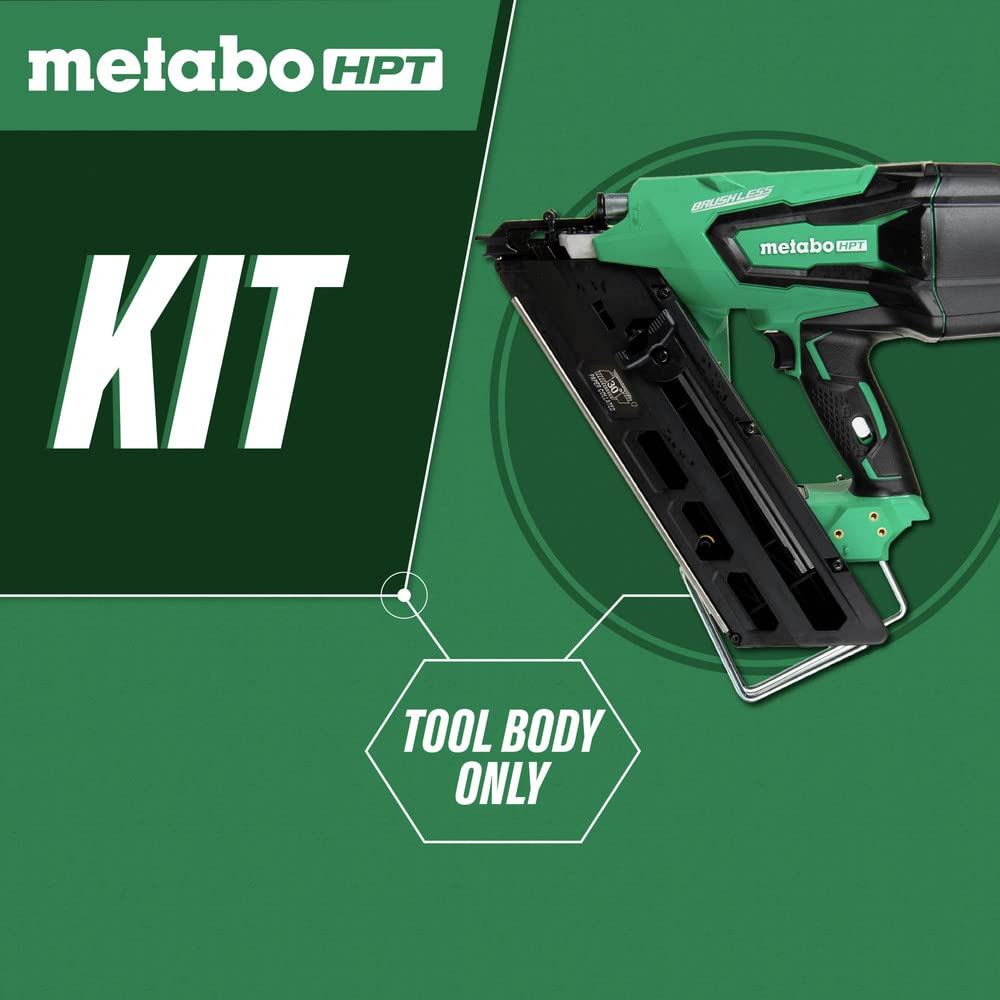 Metabo HPT 18V Cordless Framing Nailer | Tool Only - No Battery | Brushless Motor | 2" Up to 3-1/2" Clipped & Offset Round Paper Strip Nails | 30° Magazine | Lifetime Tool Warranty | NR1890DCSQ7