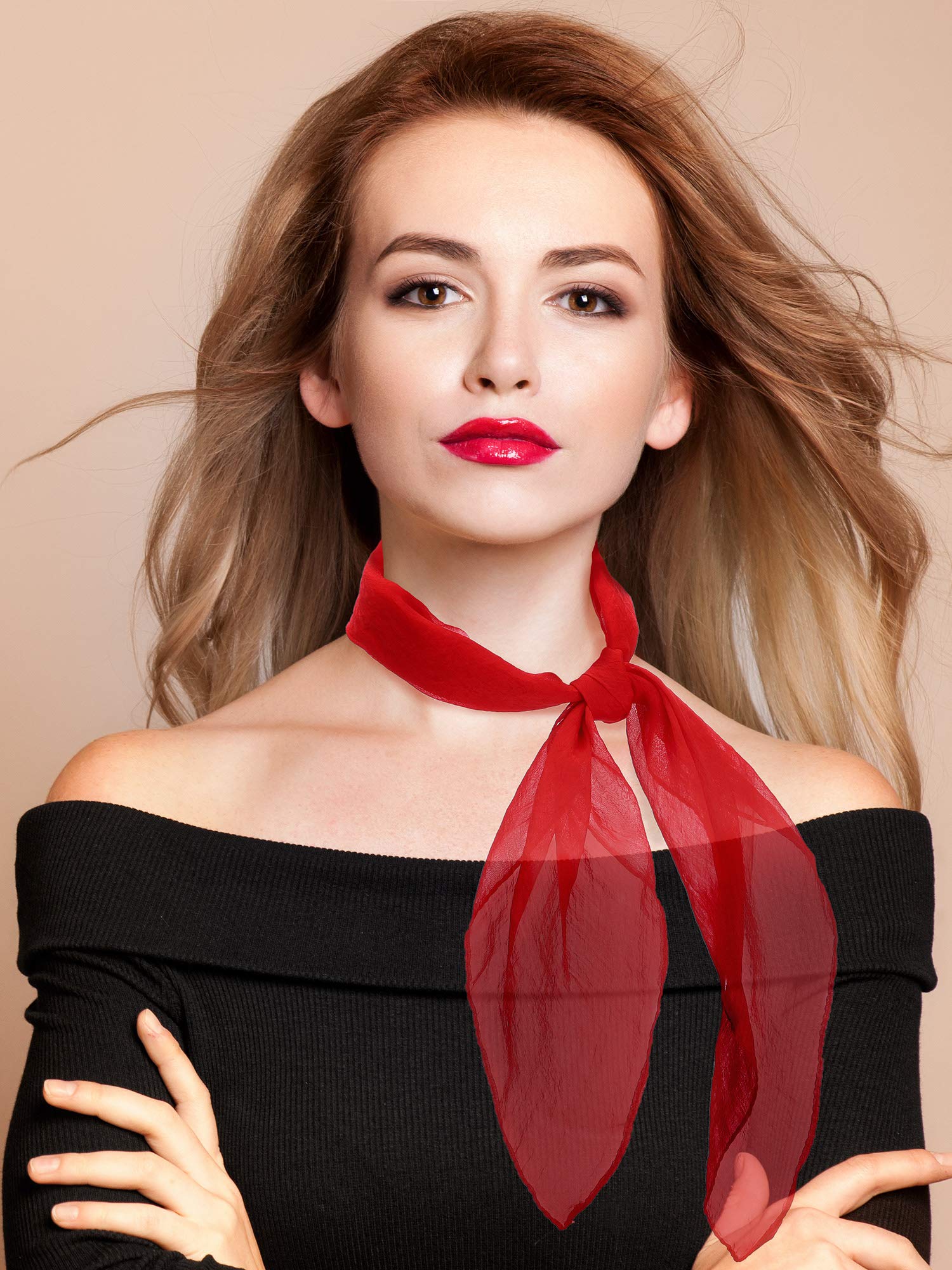 SATINIOR Chiffon Scarf Women Square Handkerchief Lightweight Satin Ribbon Scarf Retro Neck Scarf