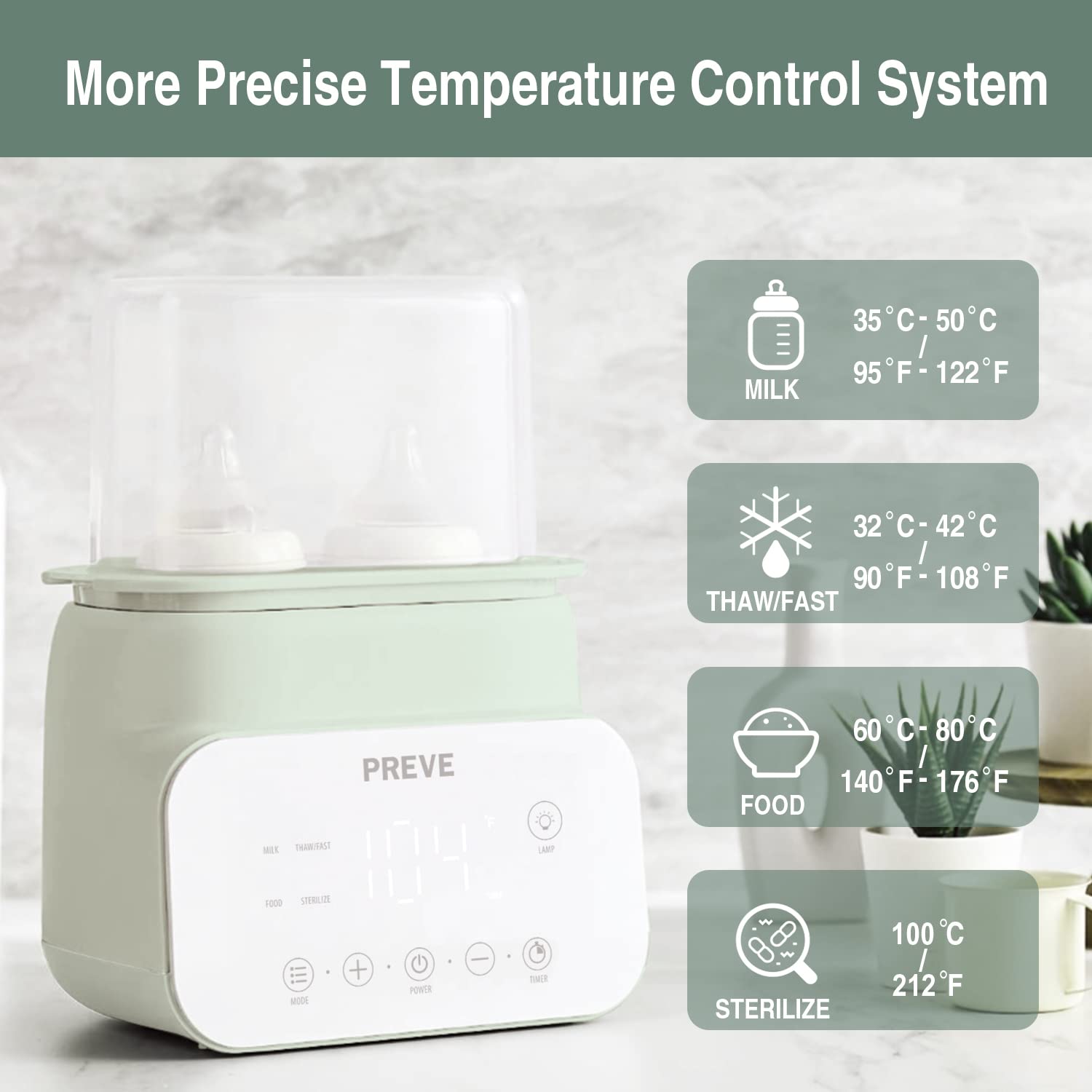 Deluxe Baby Bottle Warmer 7 in 1 Fast Bottle Warmer for Breastmilk Food Heater&Thaw with Timer Accurate Temperature Control Double Bottle Warmer for Baby Milk and Formula