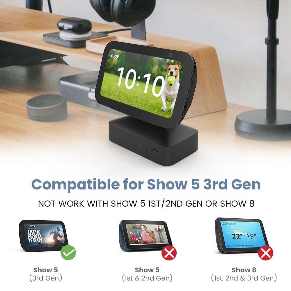 GGMM Adjustable Stand for Show 5 (3rd Gen) – Magnetic Tilt & Swivel Design, Space-Saving Elevation, Protective Features, Perfect Viewing Angles – Black(Show 5 Not Included)