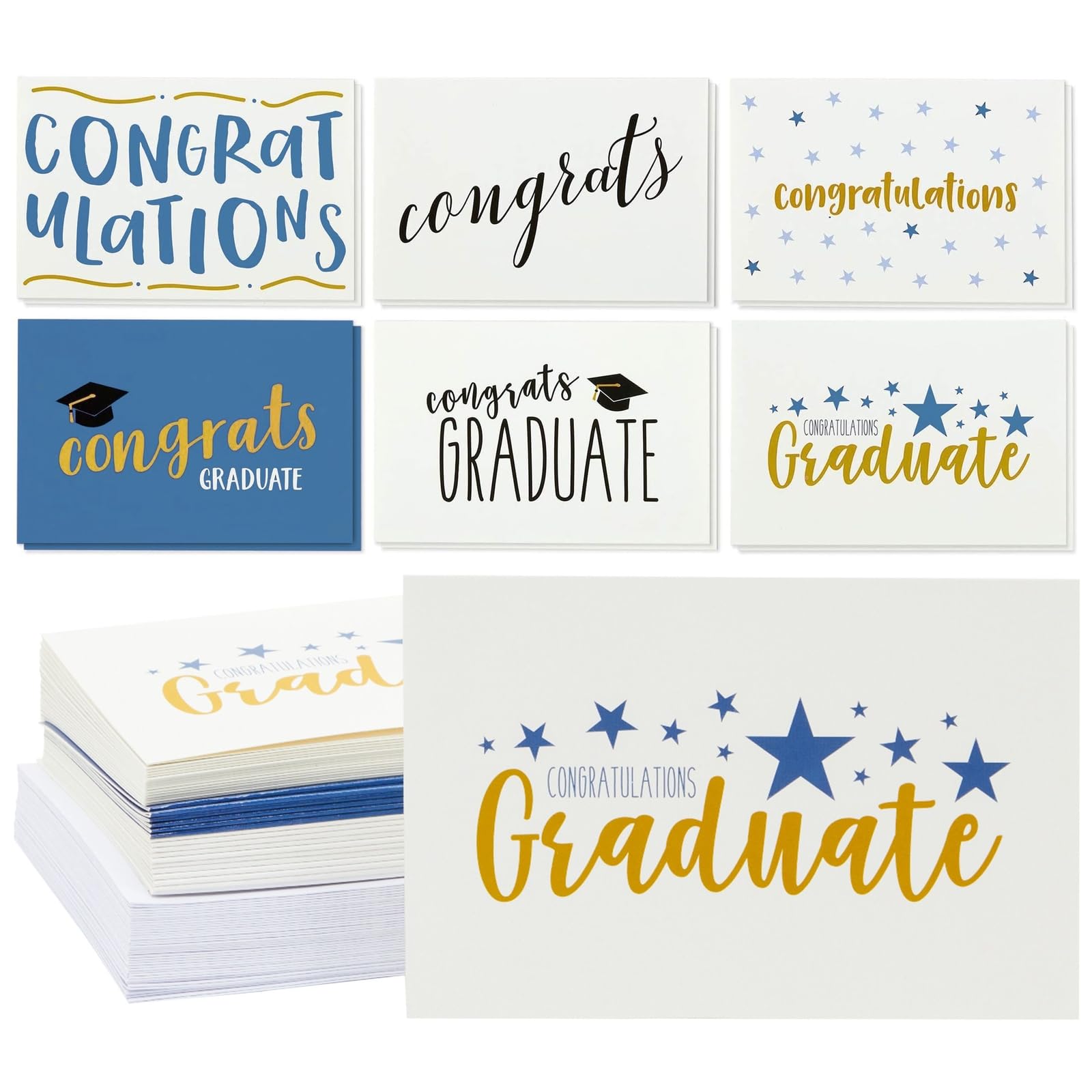 Juvale Graduation Cards Bulk Assortment - 36 Pack Congratulations Greeting Cards with Envelopes 4x6, 6 Designs - 2024 Graduation Party Supplies