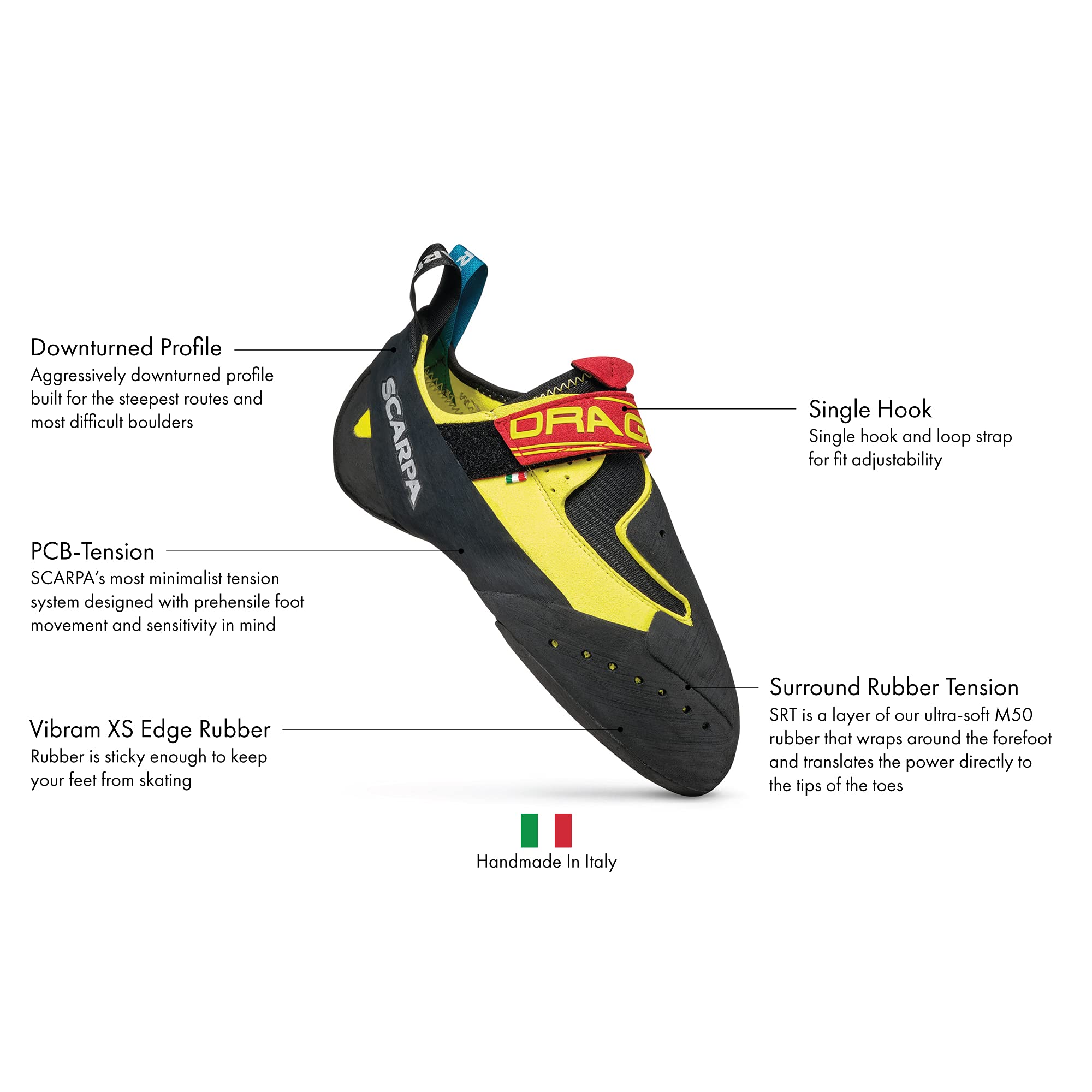 SCARPA Drago Rock Climbing Shoes for Sport Climbing and Bouldering - Specialized Performance for Sensitivity - Yellow - 5