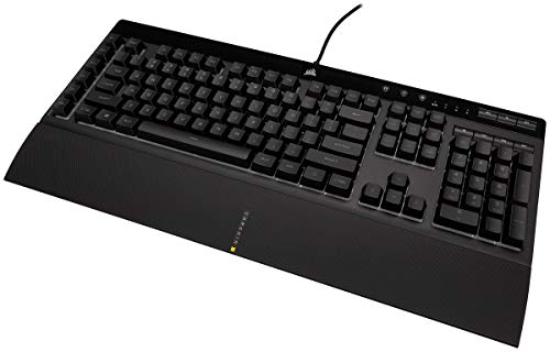 Corsair K55 RGB PRO XT - Dynamic Per-Key RGB Backlighting - Six Macro Keys with Elgato Stream Deck Software Integration-IP42 Dust and Spill-Resistant-Detachable Palm Rest-Media and Volume Keys-Black