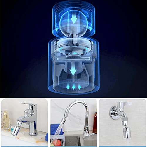 Flybath Kitchen Sink Faucet Aerator Bathroom Basin Sprayer Dual-function 2-Flow Faucet Tap Attachment Extended Splash Proof 360° Swivel Water Bubbler Nozzle Filter, Brass Polished Chrome