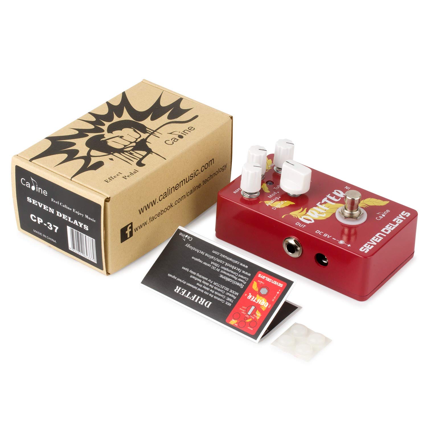 Caline Reverb Digital Seven Delays CP-37 Guiter Effect Pedal with True Bypass