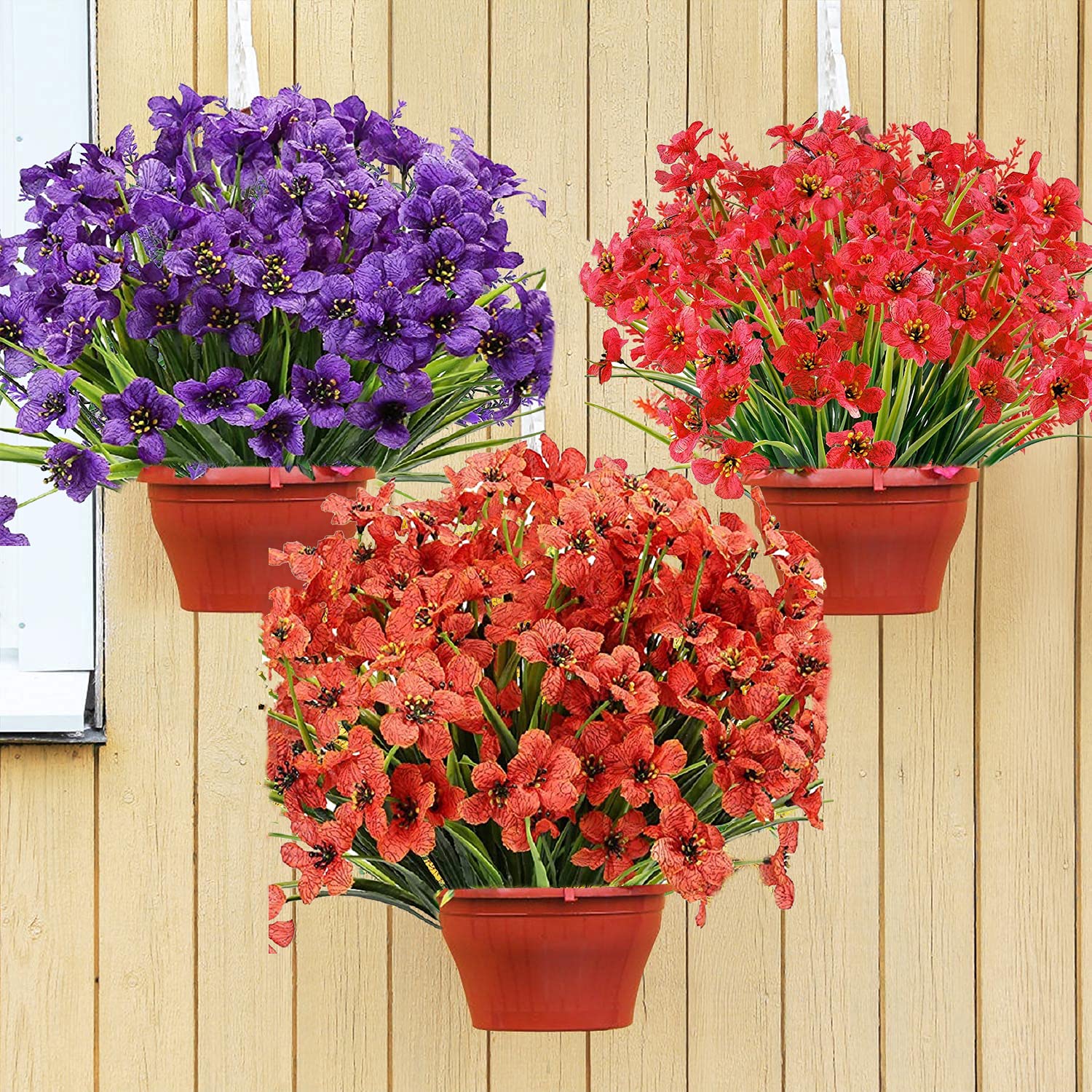 TUBULTHK Upgraded 10 Bundles Artificial Flowers, UV Resistant Fake Flowers No Fade Greenery Faux Plastic Fall Flowers