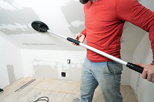 Hyde Dust-Free Sander Kit 9-inch Round with Two-piece Lightweight Extension Pole, Pivoting Head For Walls or Ceilings, Included 6 Foot Hose with Suction Control Valve Joins with Your Wet/Dry Vacuum