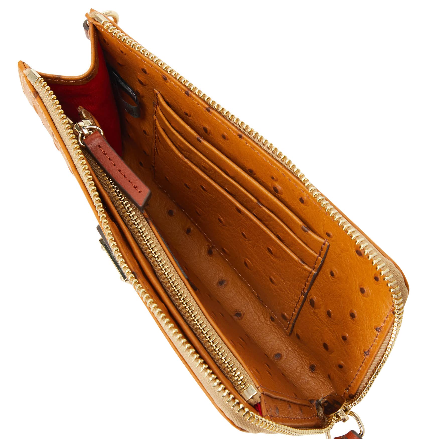 Dooney & Bourke Handbag, Ostrich Folded Zip Wristlet - Tan