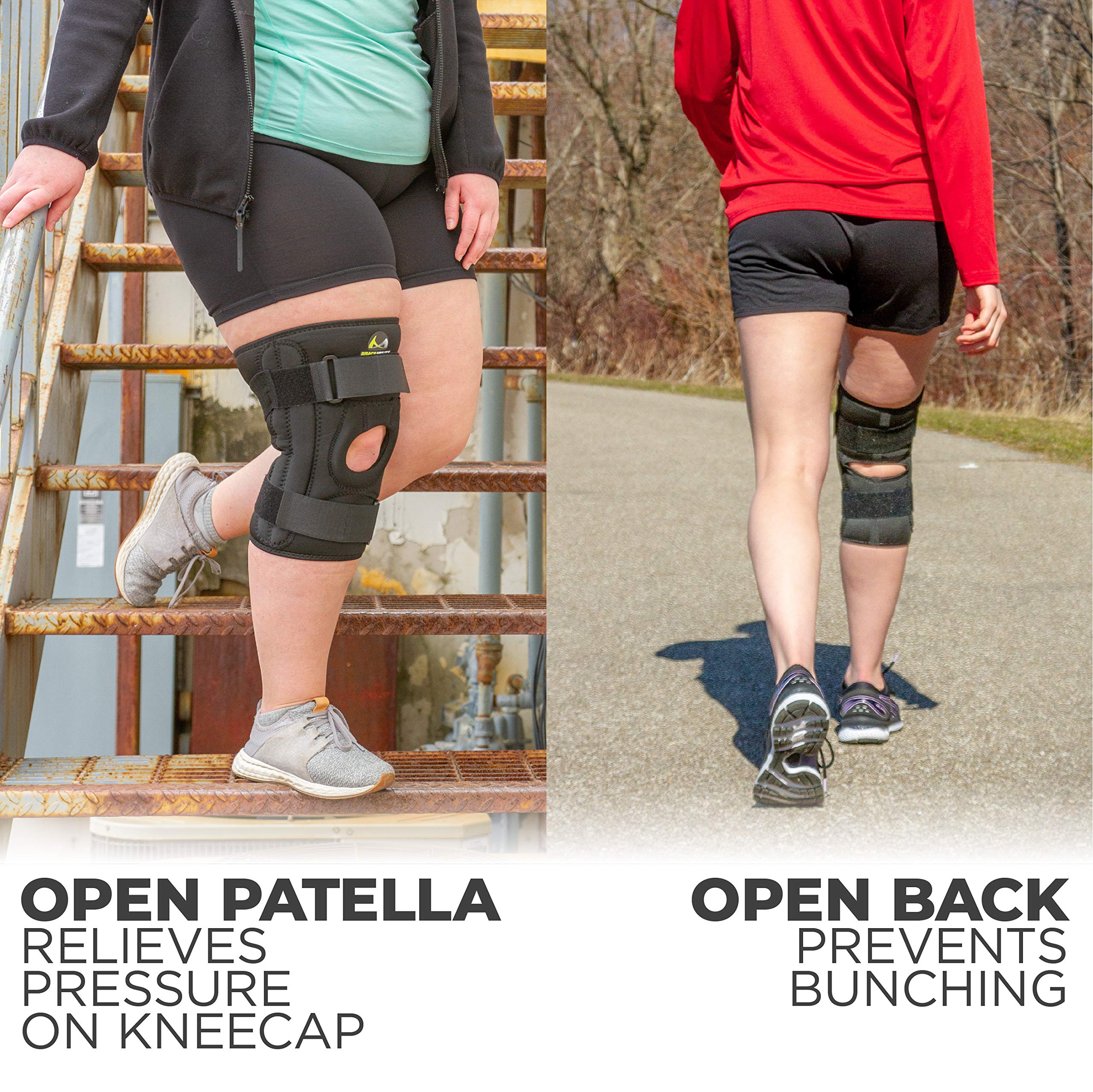 BraceAbility Plus Size Chondromalacia Knee Brace - XXL U-Shaped Patellofemoral Pain Syndrome Under Kneecap Stabilizing Support for Patellar Tendonitis, Meniscus Tears, Arthritis Support (2XL)