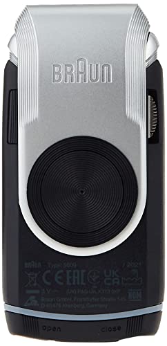 Braun MobileShave M-90 Travel Shaver Silver (Precision Trimmer, Smart Foil, Wide Floating Foil, Washable)