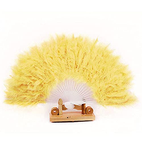 Folding Fan 9 Colors Fluffy Soft Feather Costume Hand Held Folding Fan Women Lady Party Theater Ball Dance Fans (A) (6)