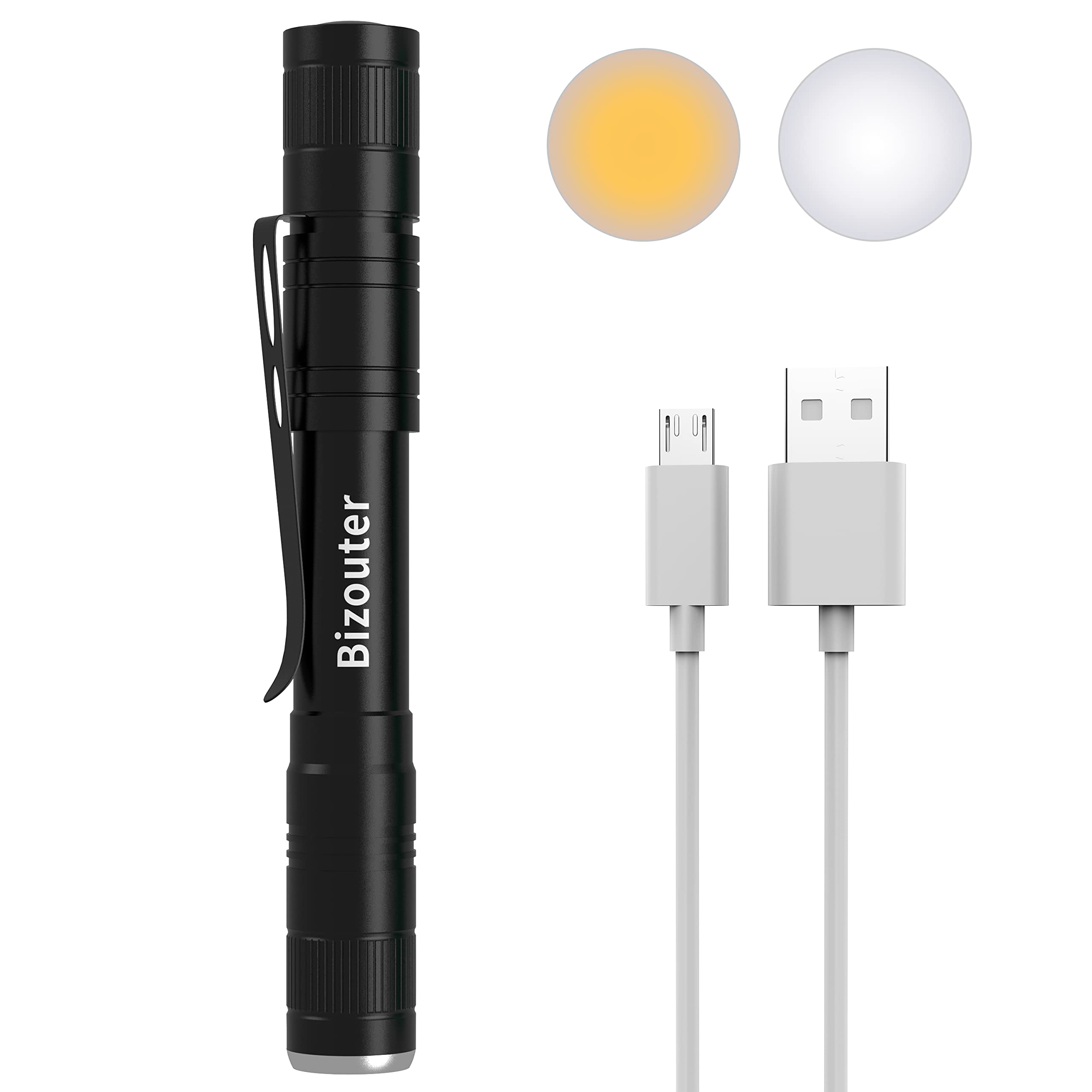 Dual Beam LED Pen Lights for Nurses, Doctors, and Nursing Students,2modes for Outdoor and Emergency Check Pupil Response,USB Rechargable penlight flashlights with Metal Pocket Clip Black