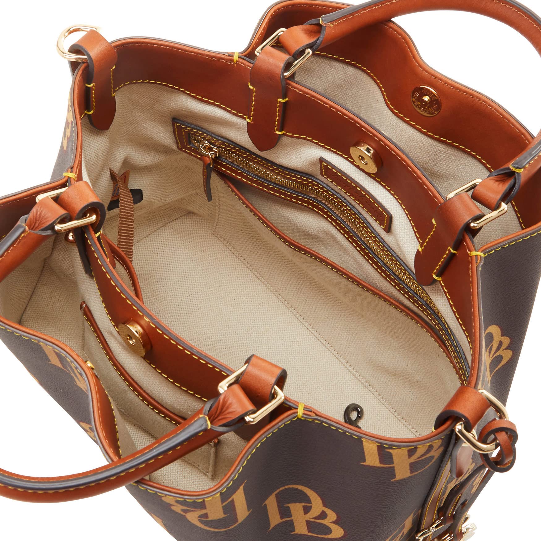 Dooney & Bourke Handbag, Monogram Brenna Satchel - Brown Tmoro