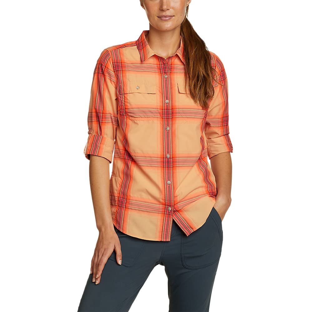 Eddie Bauer Women's Adventurer 3.0 Long-Sleeve Shirt, Vibrant Orange, Large
