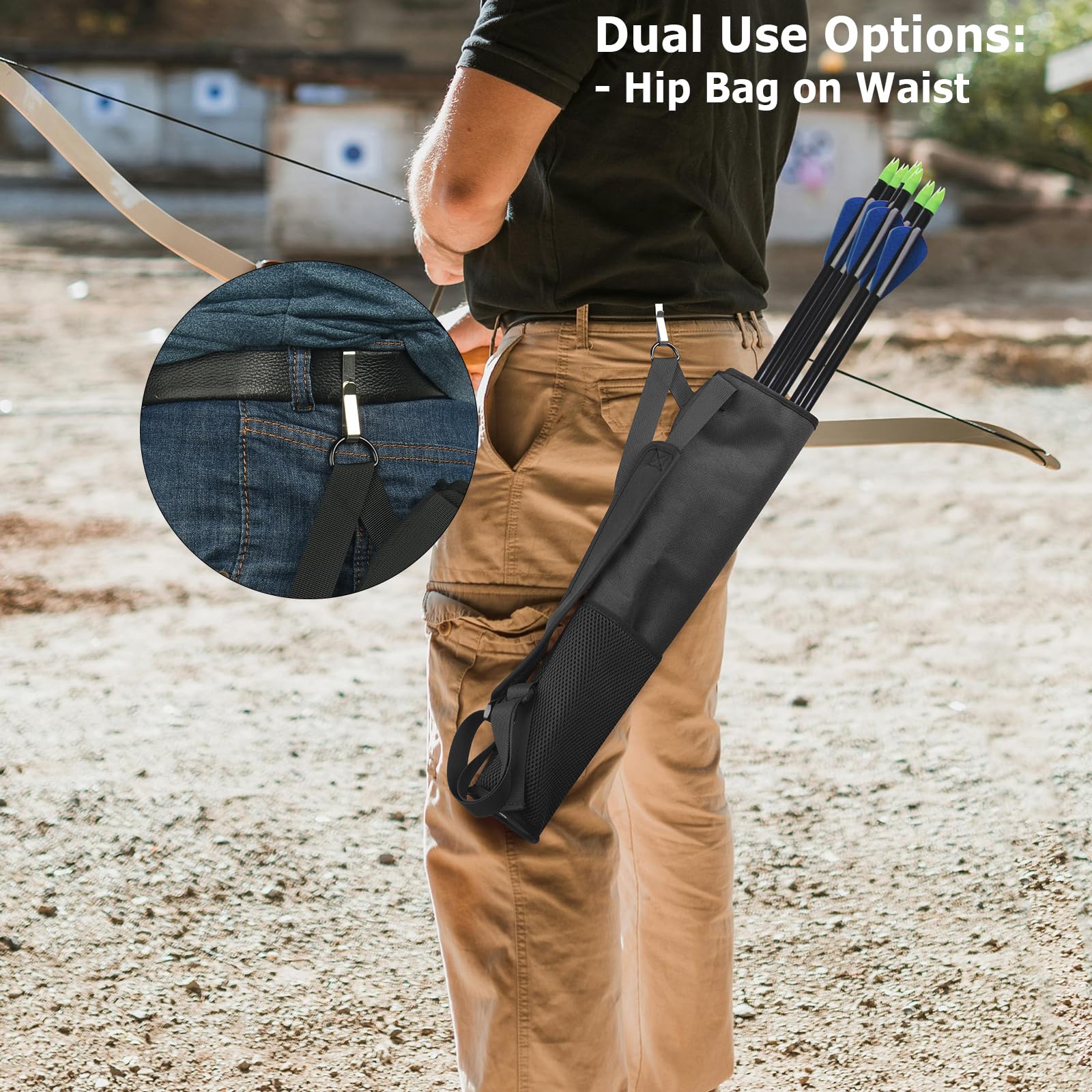 Cosmos Archery Arrow Quiver Holder Adjustable Arrow Backpack Bag Holder Hip Back Quiver for Arrows, Bow Hunting and Target Practicing