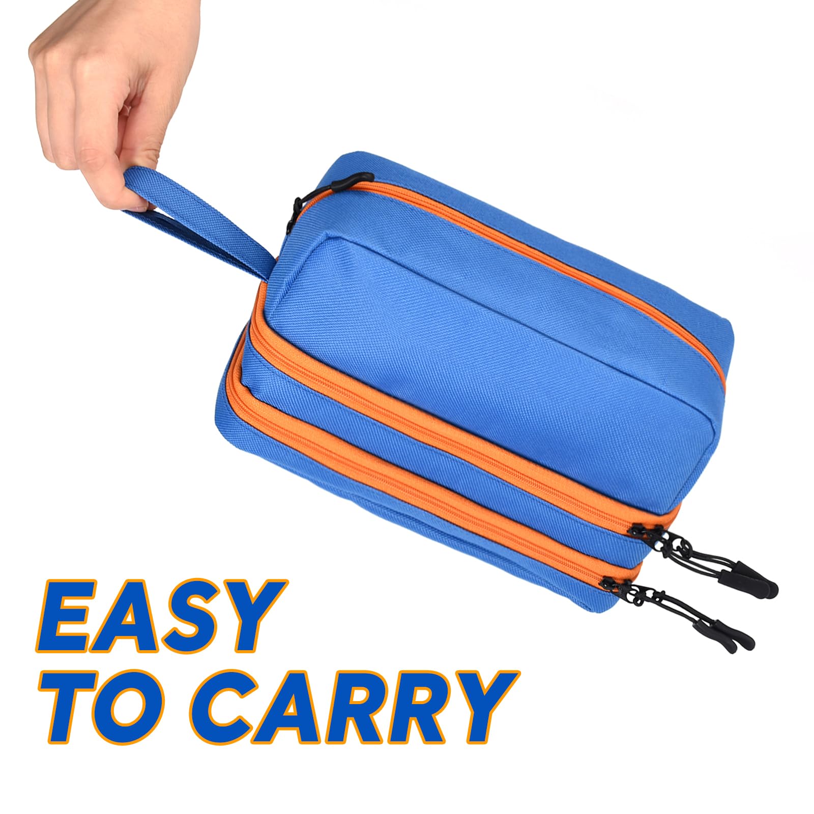 Genteen Large Capacity Pencil Case,Multifunction Pencil Pouch,Pencil Bags with Zipper 3 Compartments Pencil case organizer for Office Adult(Blue)