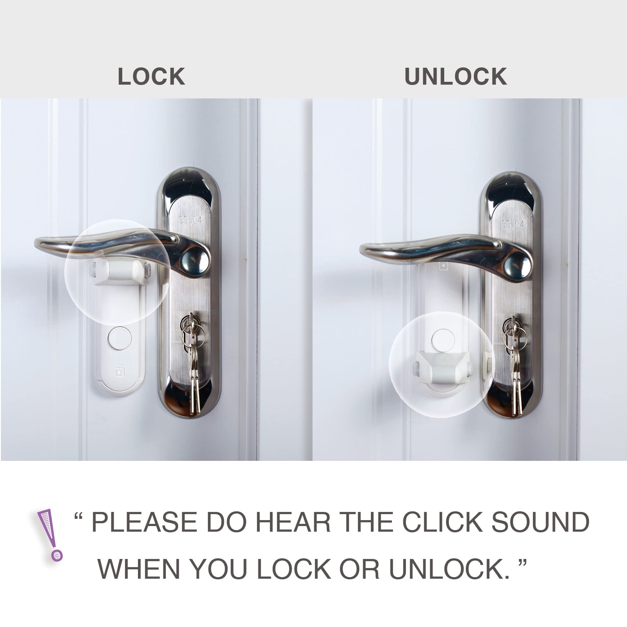 Door Lever Lock for Child Safety and Pet Proof by Moonybaby 2 Pack White