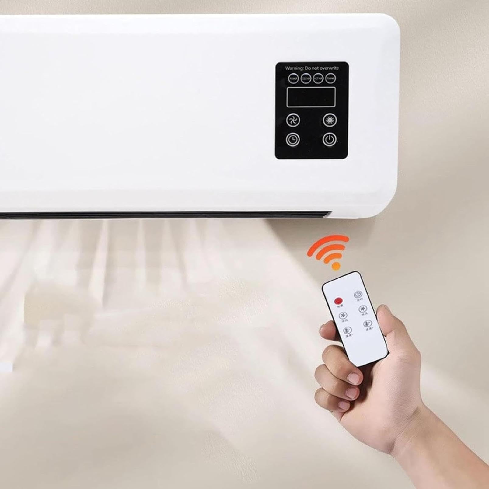Generic 2024 Mini Split AC/Heating System, Mini Wall Mounted Air Curtain Fan 2 In 1, Wall Mounted Portable Ductless Air Conditioner Fan With Remote,for Home Apartment Office (美规110v), White