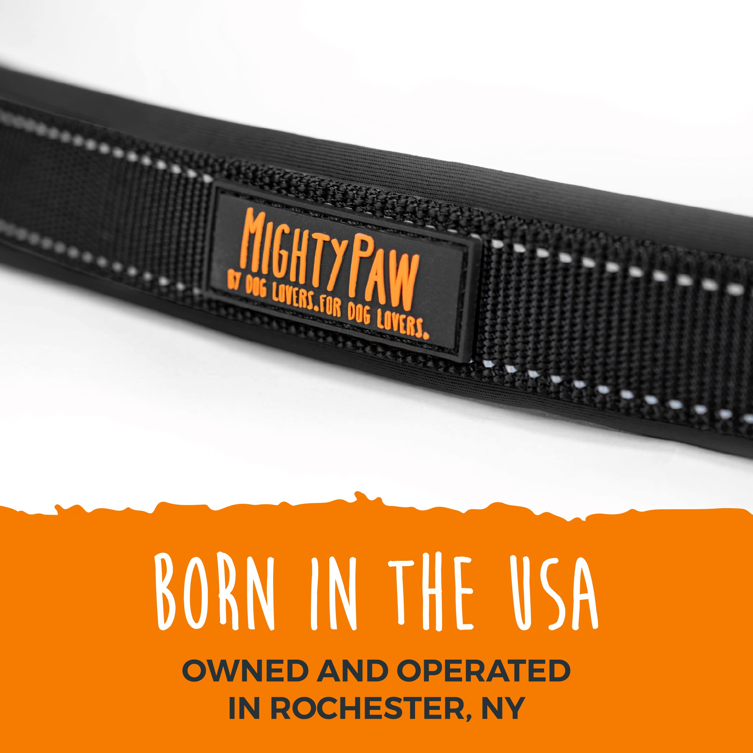 Mighty Paw Dog Collar - Padded Comfort - Neoprene Lining - High Visibility Reflective Threading - Weatherproof Nylon - Buckle Adjustable Dog Collar - Comfortable Dog Collar for All Dog Breeds