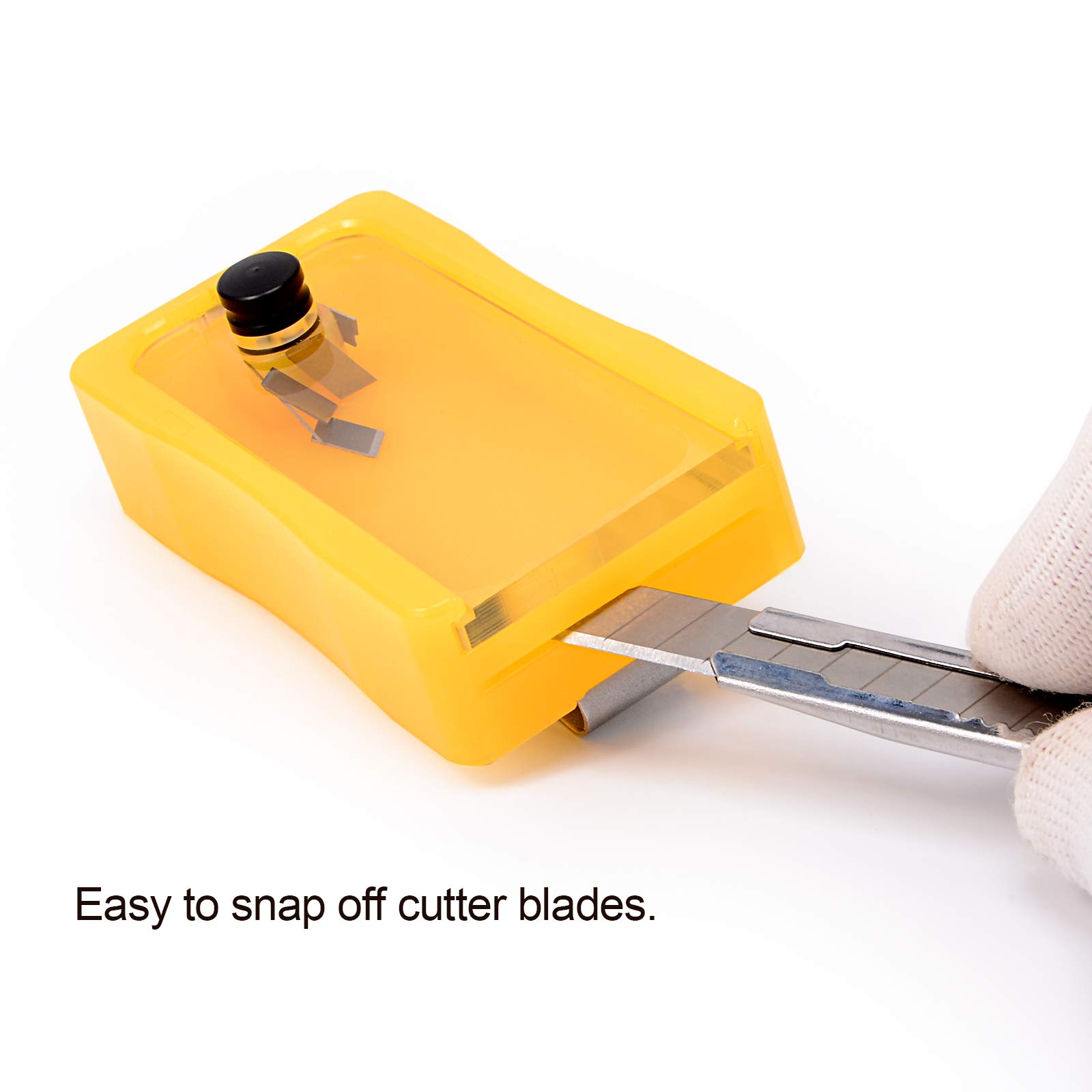 NEWISHTOOL Snap Off Blade Disposal Container Can to Break Utility Knife Blade, Trash Knife Blades Gather by Magnet Safe Storage Bank, Blade Dispenser Yellow Plastic Case with Hanging Clip