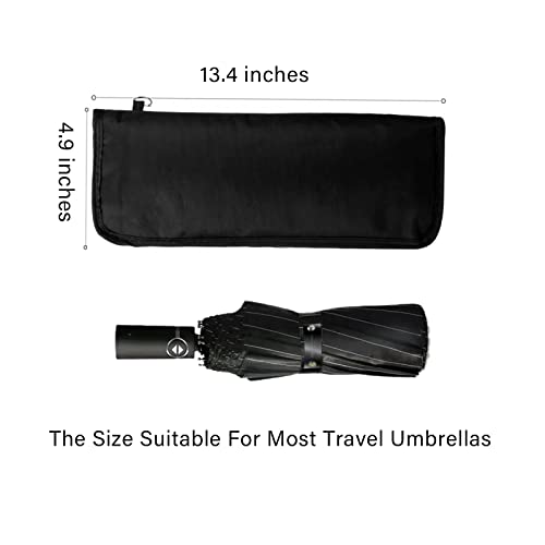 NNIAN Wet Umbrellas Bags for Travel Umbrellas, Thicker Chenille Super Water Absorption Compact Folding Sleeves Covers, Waterproof Oxford Cloth Portable Cases Work and School (13.4x5 inches, Black)