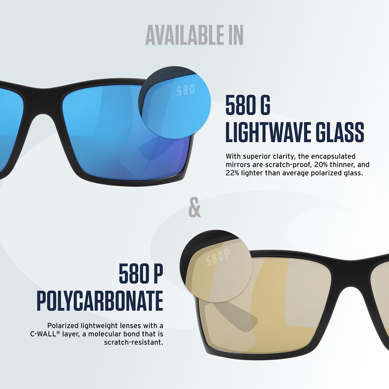 Costa Del Mar Reefton 6S9007 600705 64MM 98 Matte Grey/Grey 580P Plastic Polarized Rectangular Sunglasses for Men + BUNDLE with Designer iWear Eyewear Kit