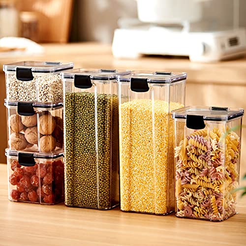 Viadha Food Storage Containers with Airtight Lids - Single Clear Plastic Kitchen Pantry Stackable Storage Containers Sealed Jar for Cereal, Rice, Pasta, Flour, Sugar, BPA-Free (460ml)