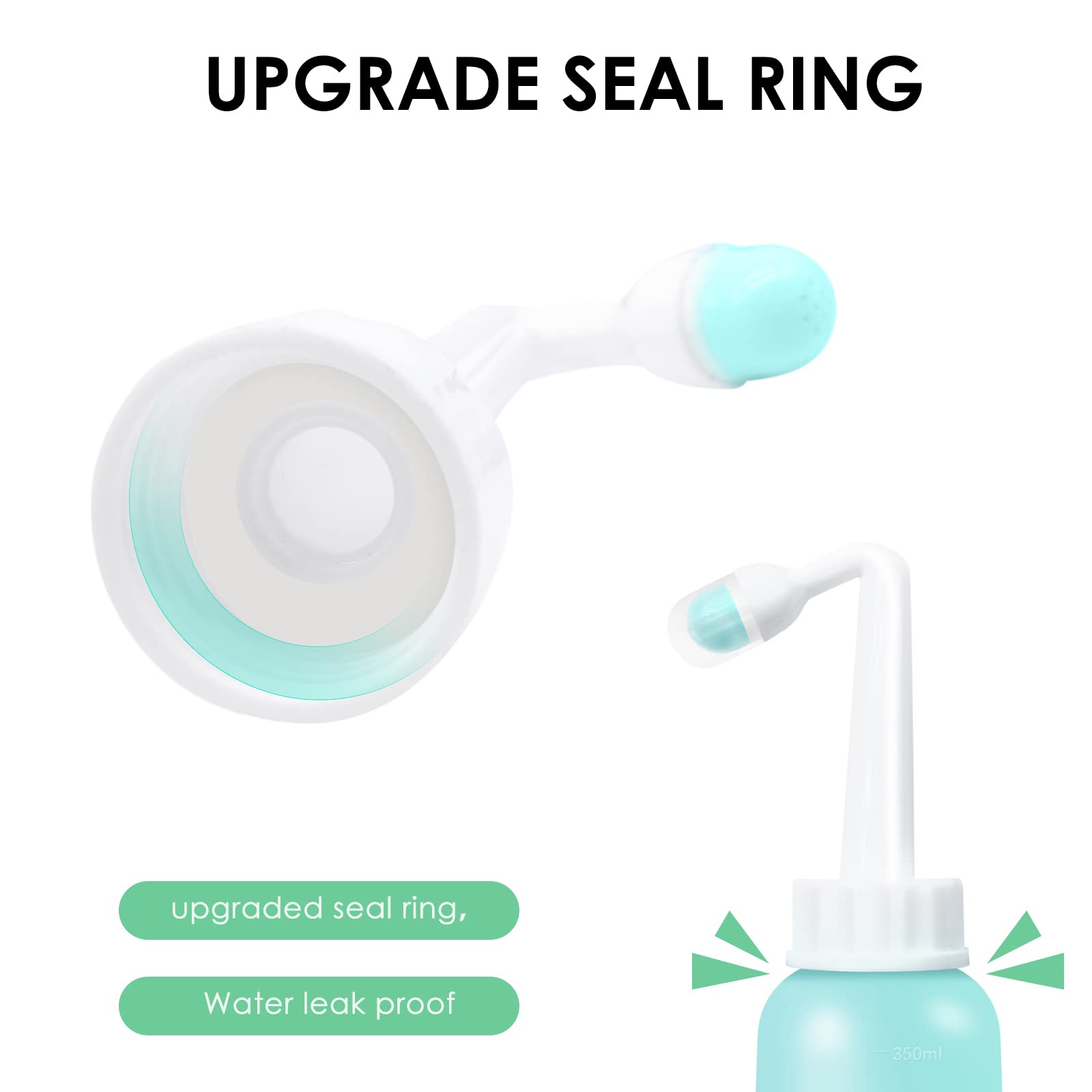RUFCRIL Mini Peri Bottle, 350ml Portable Travel Bidet with Extra Ring and Carry Bag, TPE Material for High Temperature Resistance, Essentials for Postpartum Perineal Care,Hemorrhoid Treatment, Green