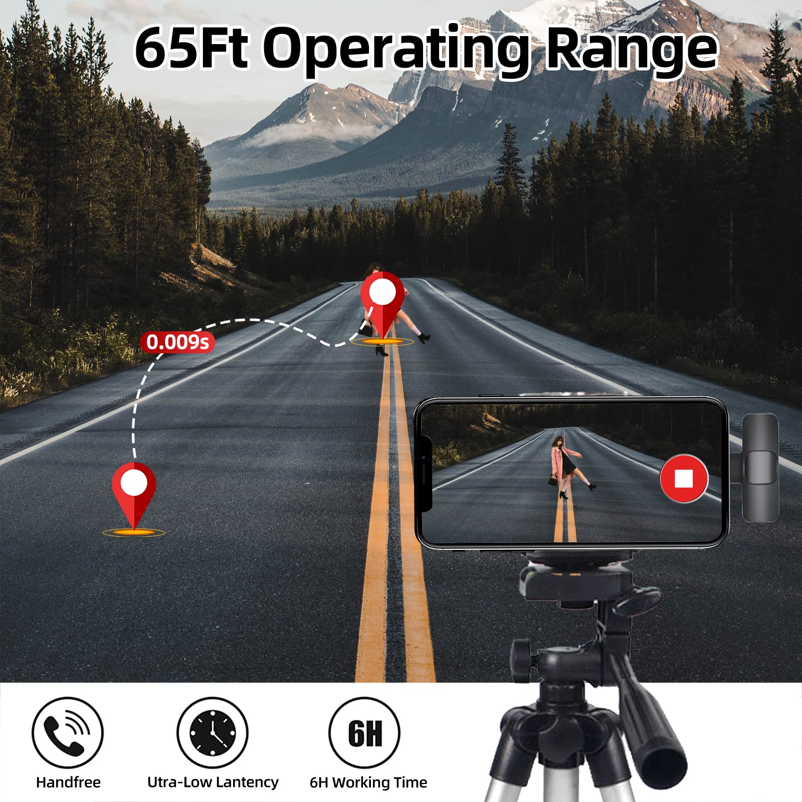 DORAXXD 2 Pack Professional Wireless Lavalier Lapel Microphone for iOS, Android - Omnidirectional Recording Mini Clip-on Mic with Built-in Noise Reduction for Video Interview, Podcast, Vlog, YouTube