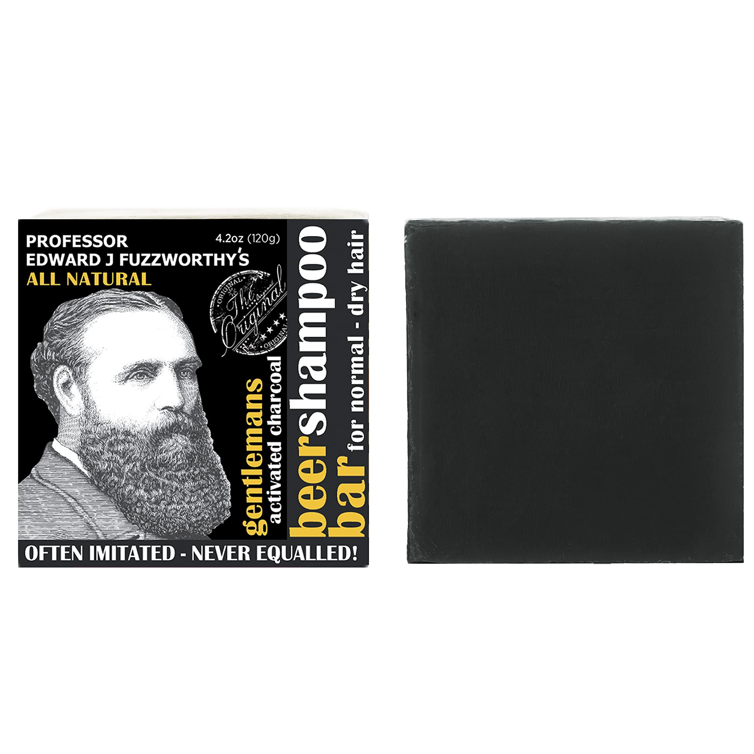 Professor Fuzzworthy's Charcoal Shampoo Bar & Conditioner Bar Grooming Kit for Men - 100% Natural Zero Waste Beard Care | Long Lasting Shampoo = 3 Liquid Shampoo Bottles