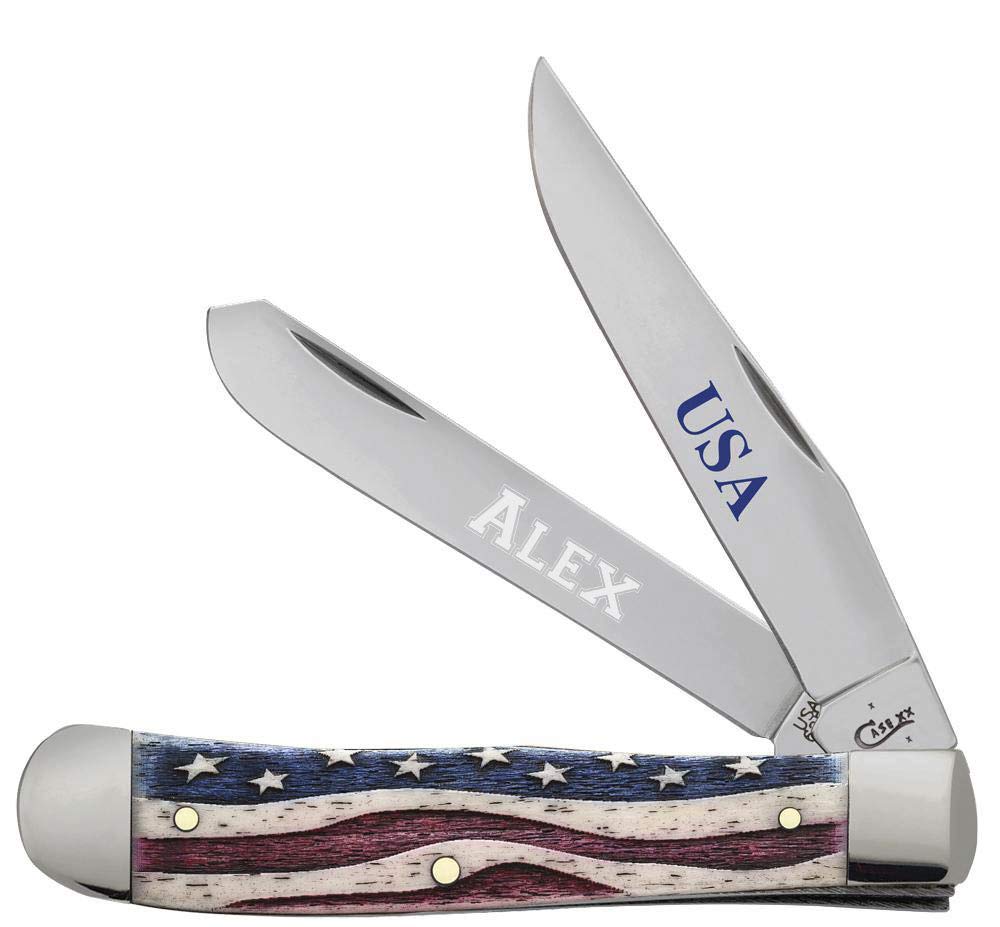Personalized Case Star Spangled Natural Bone Color Wash Trapper with Free Laser Engraving