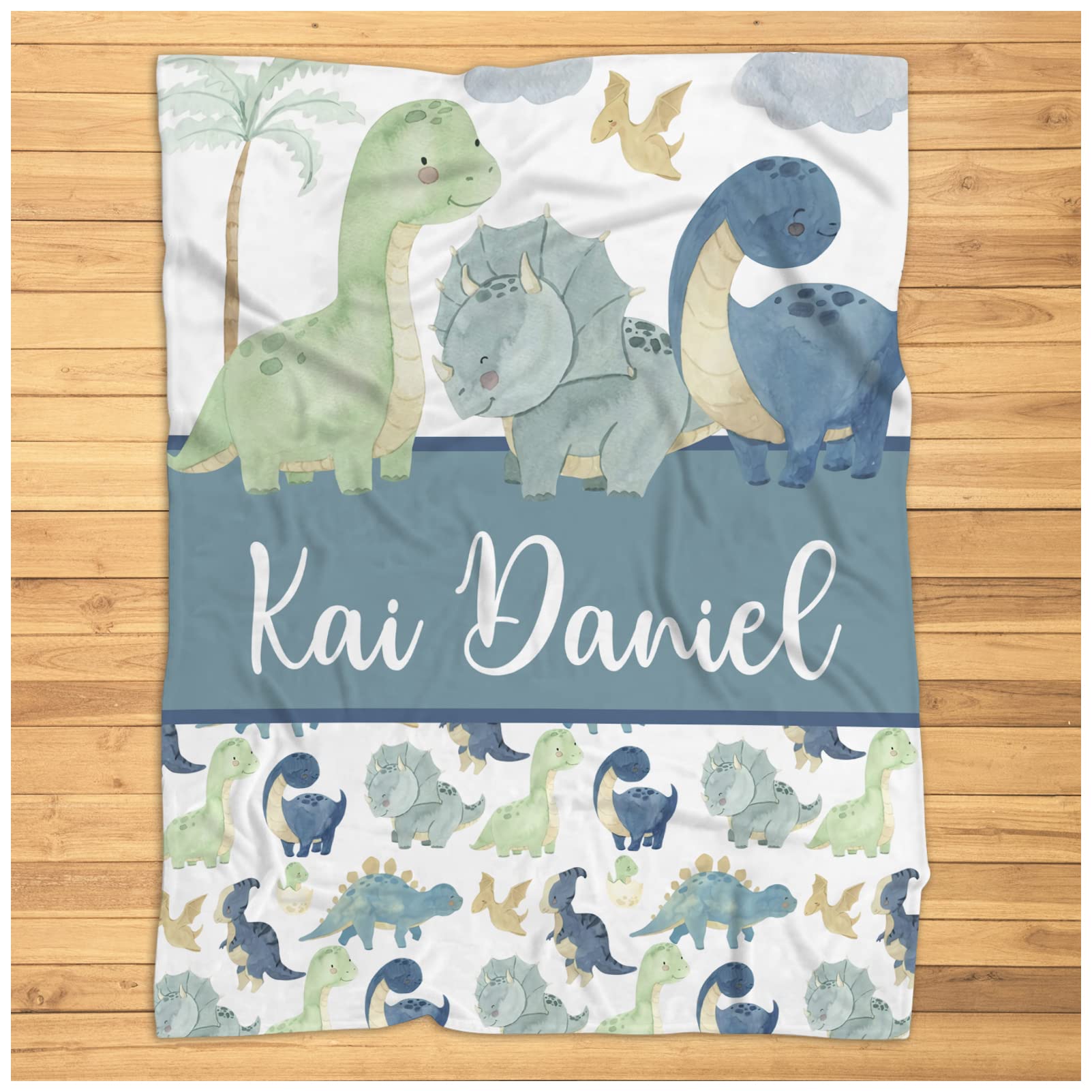 Personalized Dinosaur Baby Blanket, Dinosaur Blanket, Baby Name Blanket, Personalized Baby Boy Blanket, Dinosaur Crib, Boy Dinosaur Nursery, Super Soft Plush Fleece Blanket for Baby, 30 x 40 in