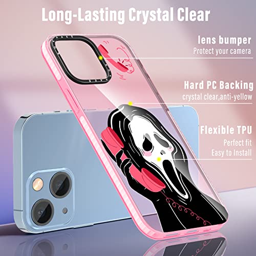 Kokaaee (2in1 for iPhone 14 Case Cute Skeleton Skull for Women Girls Kawaii Girly Phone Cases Cool Funny Gothic Unique Design Soft TPU Bumper Cover+Ring Holder for iPhone14 6.1"