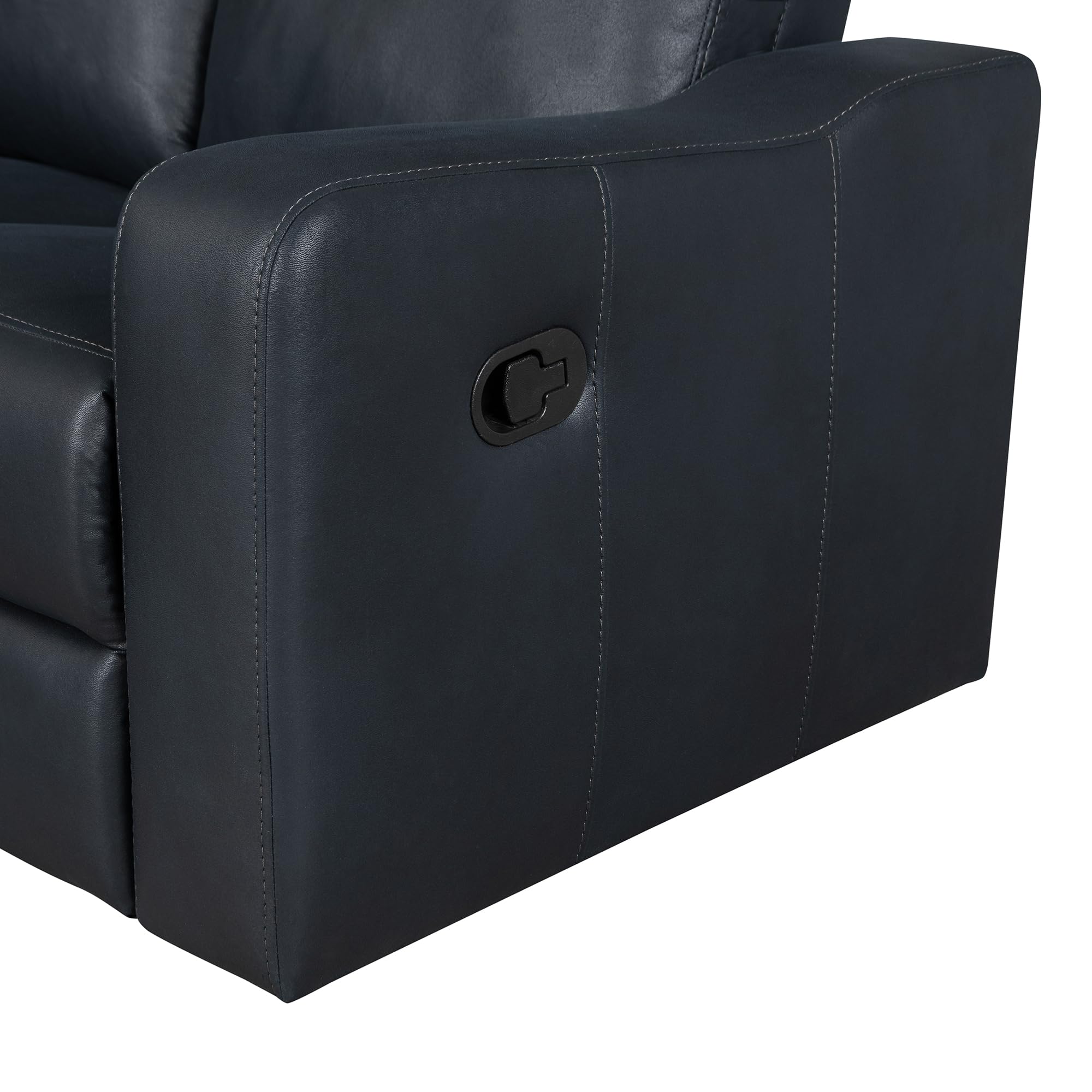 Cutimrke Home Theater Seating Sectional Set, 87.5” Manual Recliner Chair Sofa, Black Blue