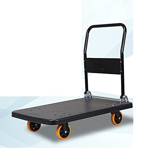 Generic Hand Truck Foldable Push Hand Cart for Loading and Storage Platform Truck Trolley with 360 Degree Swivel Wheels Large Loading Capacity Folding Cart (Color : Q 1), Black,blue,green