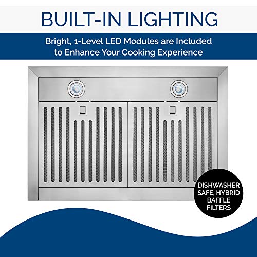 Broan-NuTone BWT2304SS 30-inch Wall-Mount Convertible Chimney-Style T-Shape Range Hood with 3-Speed Exhaust Fan and Light, 450 Max Blower CFM, Stainless Steel