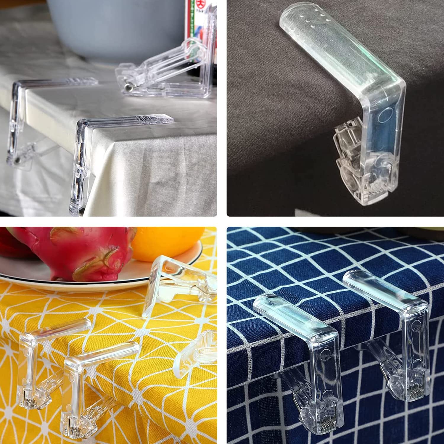 DHYLRICHER 12 Pieces Transparent Clear Tablecloth Clips Plastic Table Cloth Clips Table Clips for tablecloths,Tablecloth Holders Clips for Home Picnic Indoor and Outdoor Party Tablecloth Fix