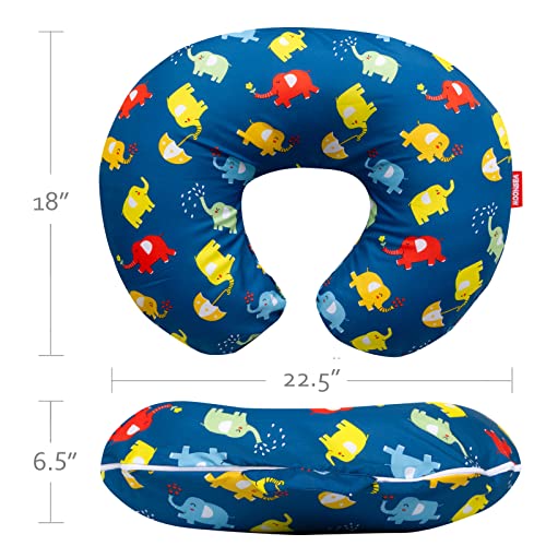 Nursing Pillow Cover with Elephant Print for Baby Boys or Girls, Snug Fits Boppy Nursing Pillows, Soft Breastfeeding Nursing Pillow Slipcovers, for Breastfeeding Moms