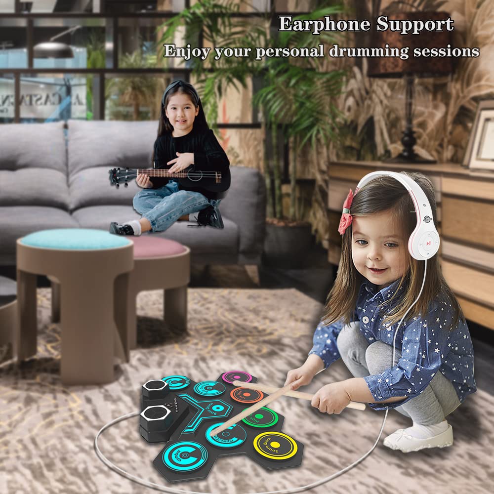 Electric Drum Set, MAZAHEI Electronic Drum Pads, Drum Set for Kids Ages 9-12,Kids Birthday Christmas Gifts