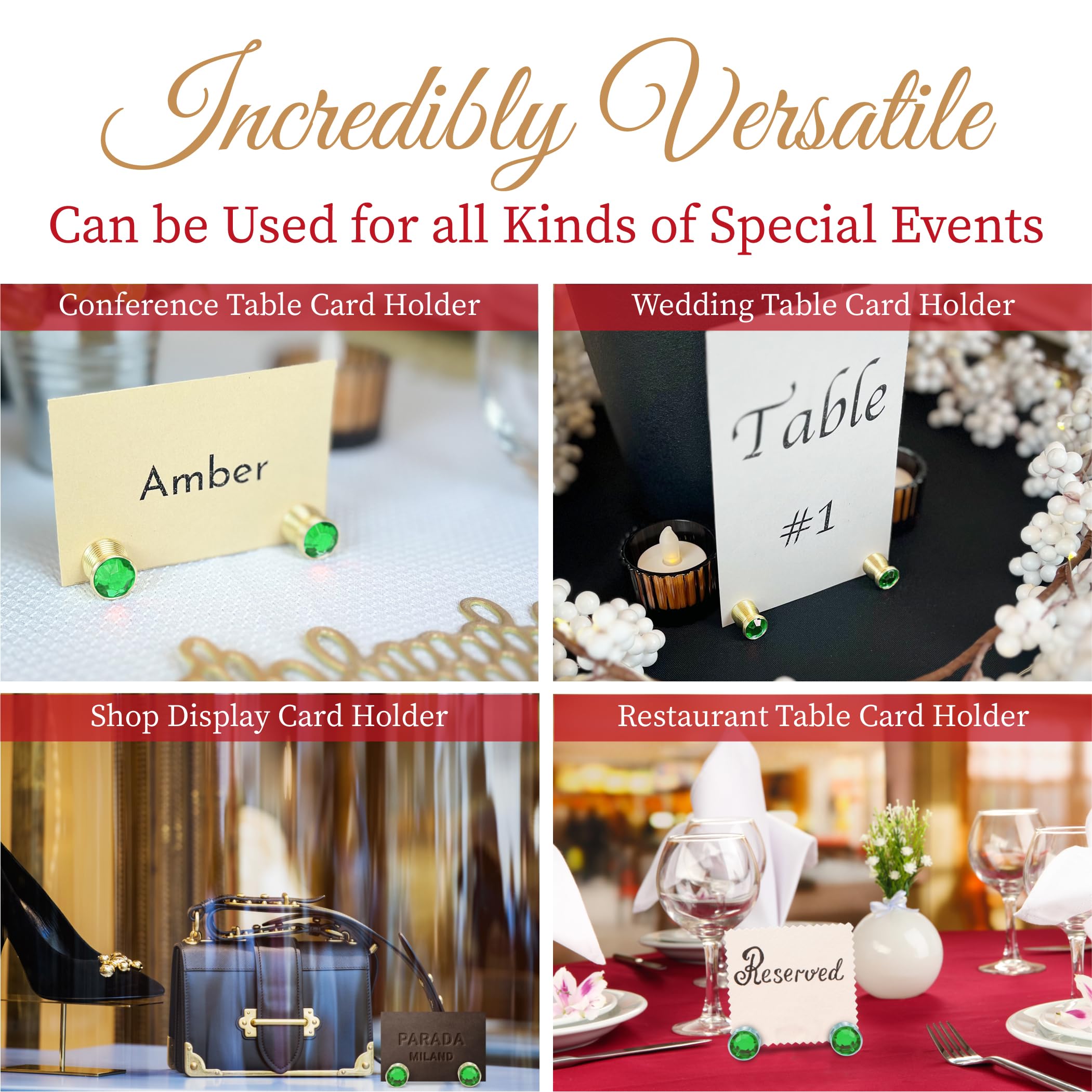 Ideikis 40Pcs.Multipurpose/Place Card Holders/Table Name Card Holder/Small Size Table Card Holder/Menu Clips/Gold Table Card Holder/Mini place card holders/Wedding/Anniversary/Birthday/Party