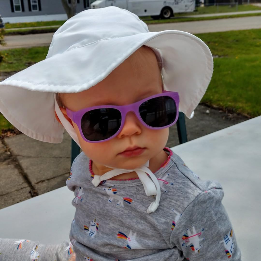 ROSHAMBO Unbreakable Baby Sunglasses with Strap BPA-free – Girls Boys 0-24 months Infants – Polarized Lens, Assembled in USA, Wonka (Color Changing Purple)