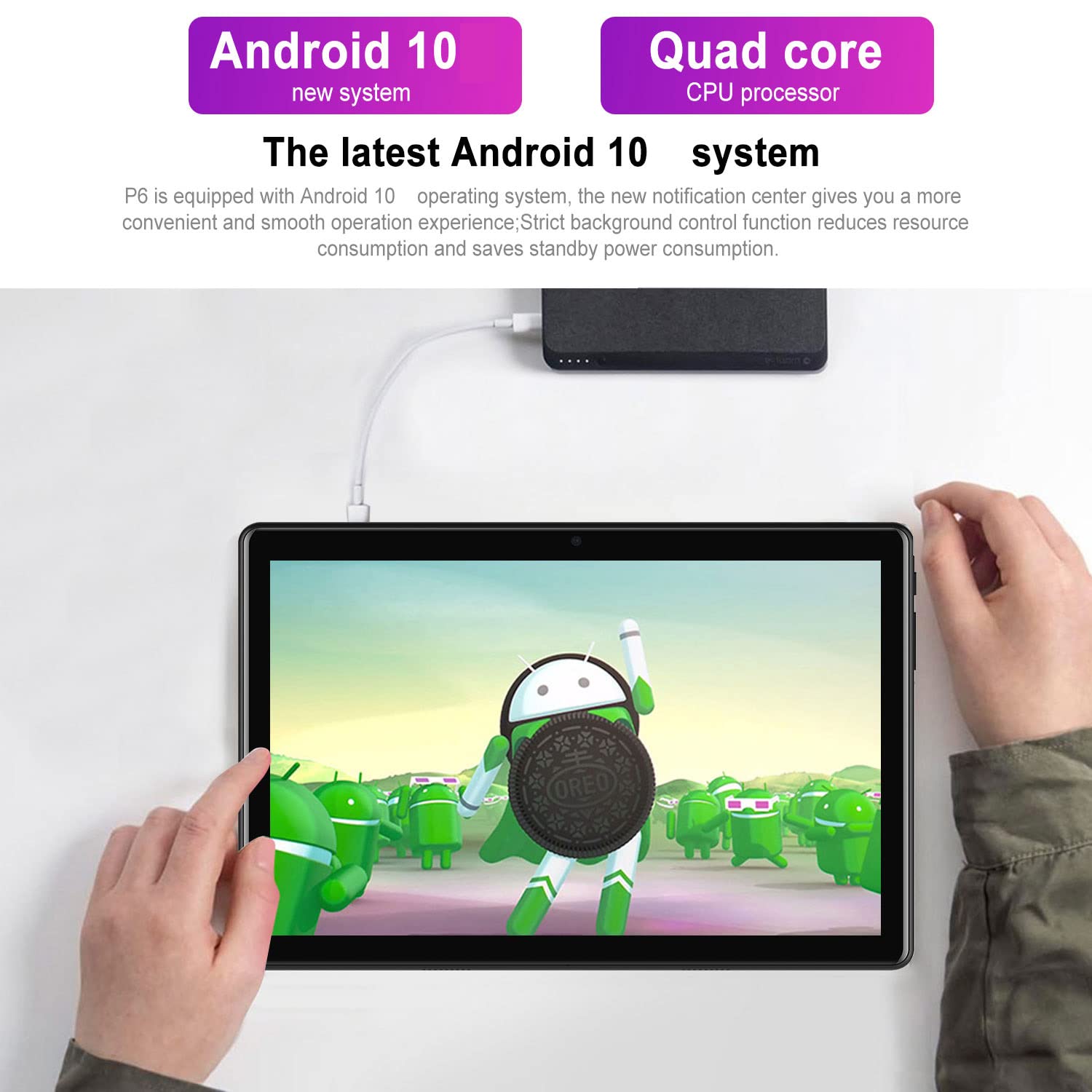 DUODUOGO Tablet 10 Inch Android 10 Tablets, 64GB ROM 128GB Expand,2 in 1 Tablet, Dual 4G Cellular Tablet with Keyboard, 8000mah, 5MP+8MP Camera, Bluetooth,GPS,IPS HD Screen,Wi-Fi Computer Tablet