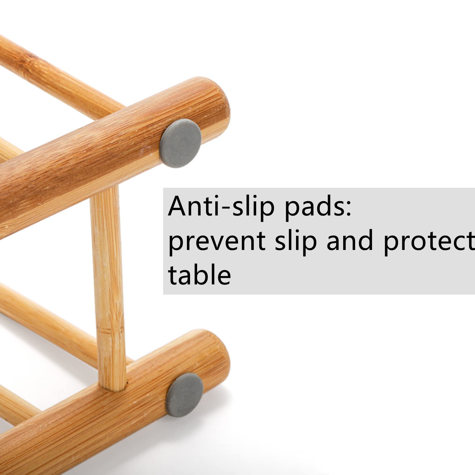 Dicunoy 3 Pack Wooden Plate Holder, Bamboo Wood Peg Dish Racks, Pot Lid Holder Organizer Drying Rack for Kitchen Cabinets, Bowls, Coasters, Cups, Cutting Board, Food Container Lids