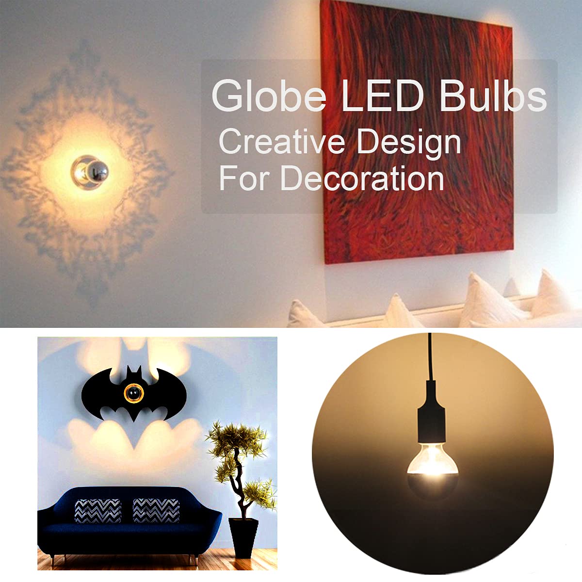 KarlunKoy Half Chrome Light Bulbs,Dimmable 6W (Eqv. 60W) Anti-Glare LED Light Bulbs,Soft White 2700K,G80/G25 Globe Light Bulb Half Gold Dipped,Decorative Mirror,E26 Base for Vanity (Pack of 1)