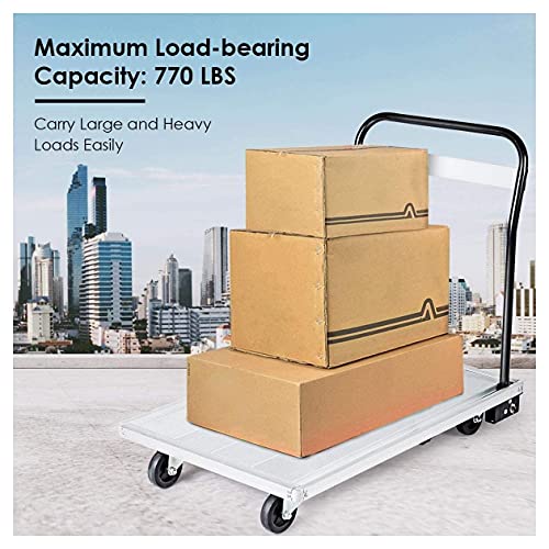 Generic Platform Trucks Hand Trucks Luggage Cart Trolley, Carts with Wheels Moving, Stands Platform Trucks (Color : 36 x 24 x 32.5 inch)