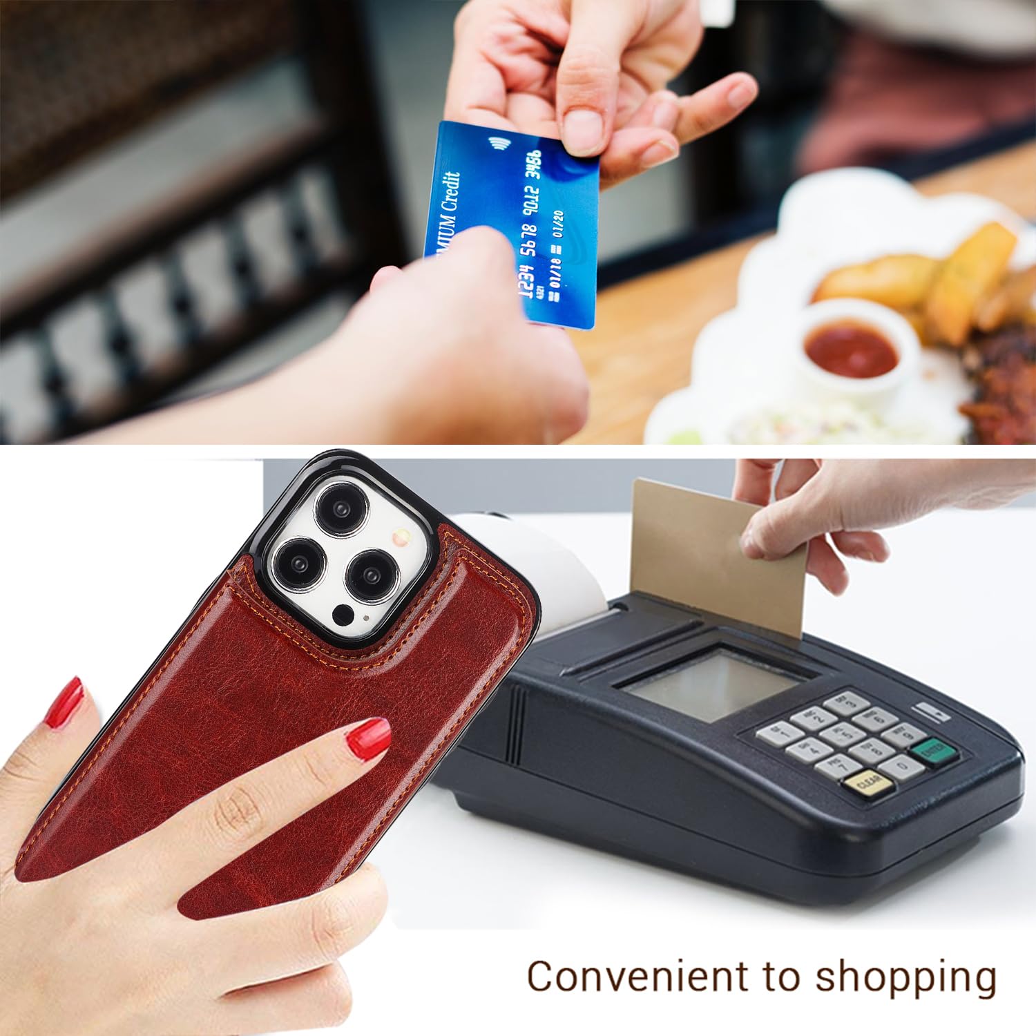 Bstozalle for iPhone 15 Pro Max Wallet Case with Card Holder, PU Leather Kickstand Card Slots Back Flip Case, Double Magnetic Clasp Shockproof Cover 6.7" - Blue