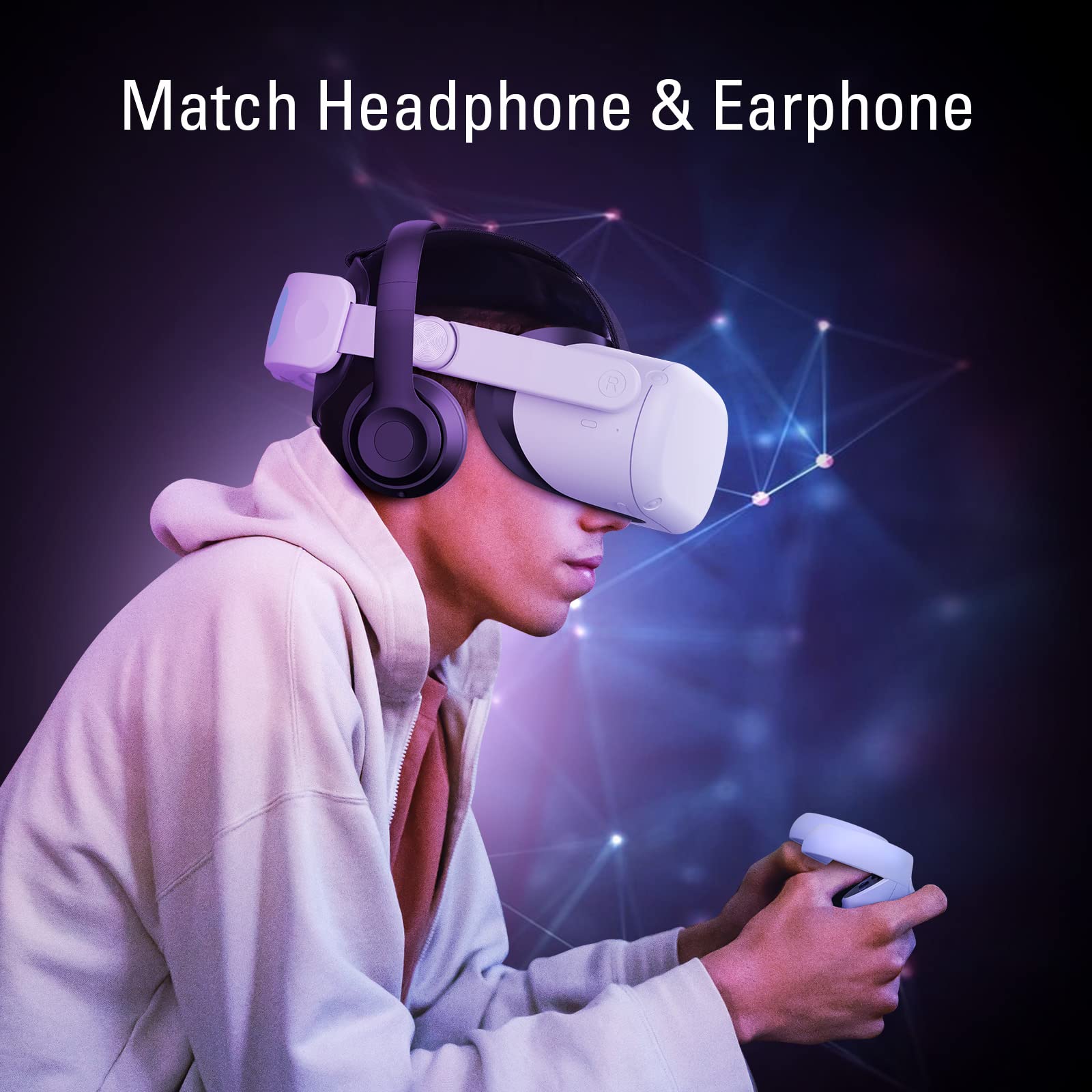 Elite Strap with Battery for Oculus Quest 2, 6000mAh Battery Pack for 6 Hrs Playtime, Fast Charging VR Power, Lightweight Replacement Elite Strap Accessories Balance VR