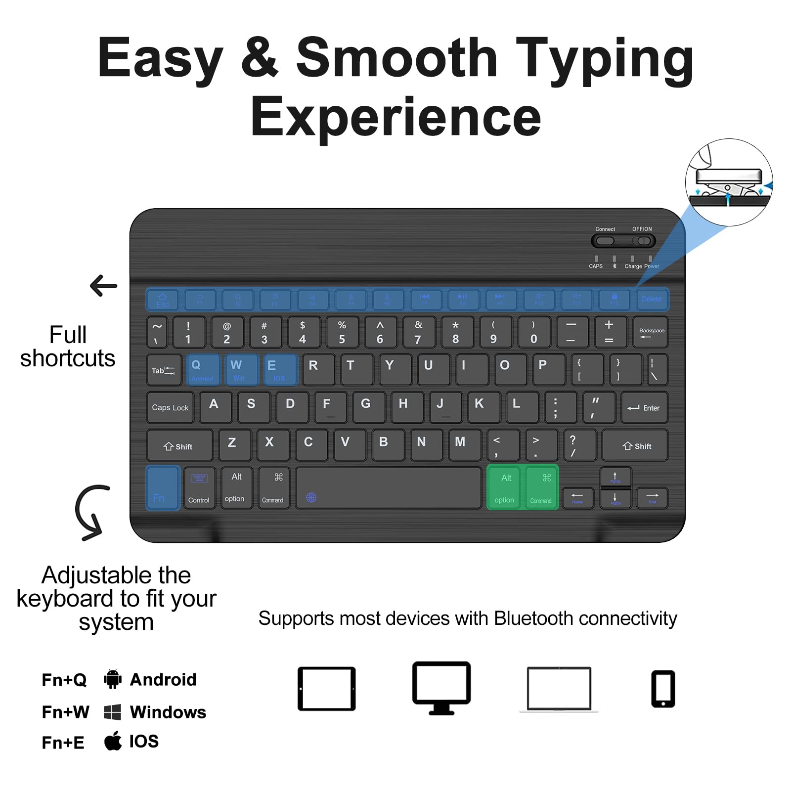 for Galaxy Tab A8 Keyboard Case 10.5 inch 2022, Long Battery Life & Rechargeable - Bluetooth Detachable Keyboard for Samsung Tablet A8 (SM-X200 X205 X207) Slim Folio TPU Stand Case, Black